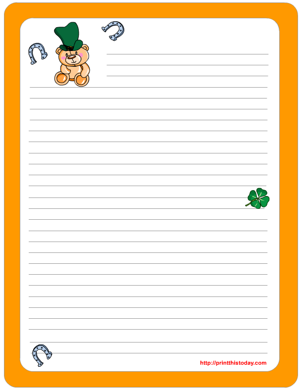 Saint Patrick s Day Writing Paper Free Printable 