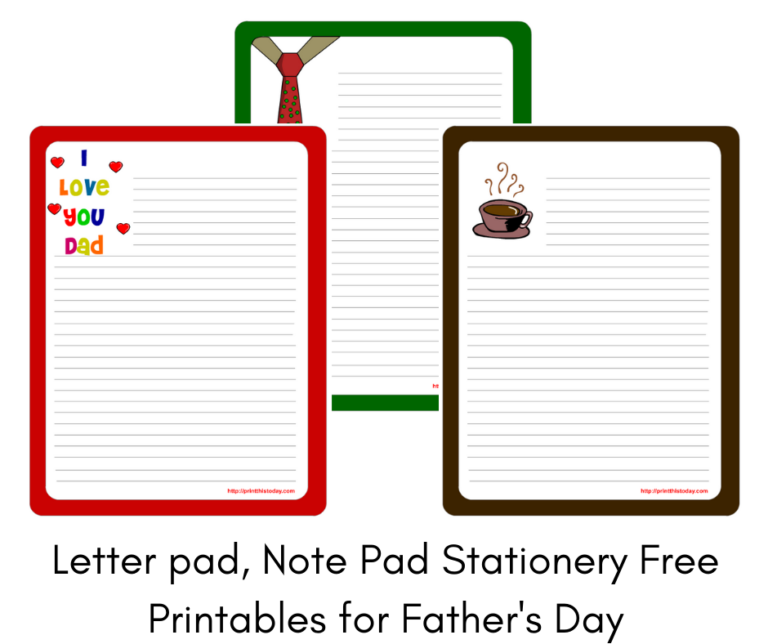Letter pad, Note Pad Stationery Free Printables for Father’s Day
