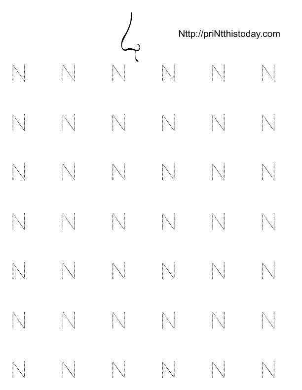 Alphabet N Tracing Worksheets For Preschool And Kindergarten