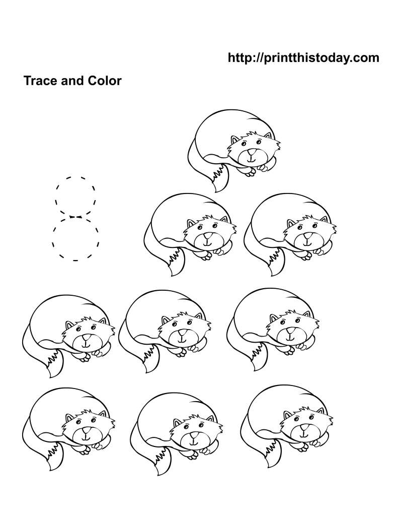 Free Kindergarten Math Worksheets (Number Eight, 8)