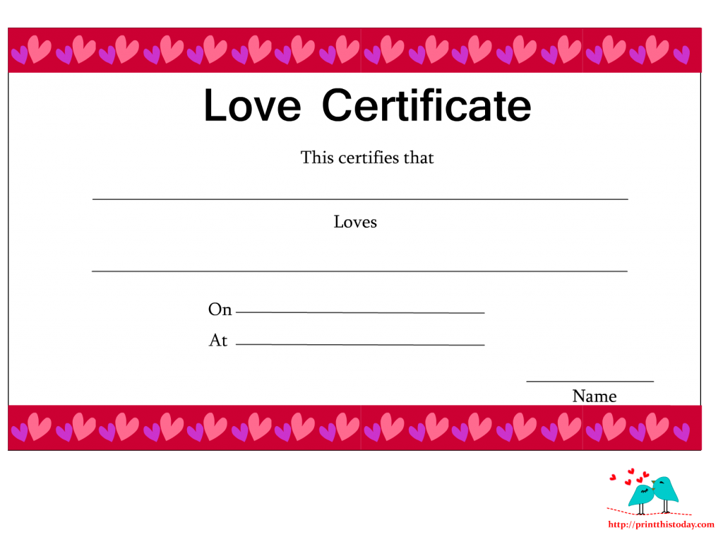 Free Printable Love Certificates