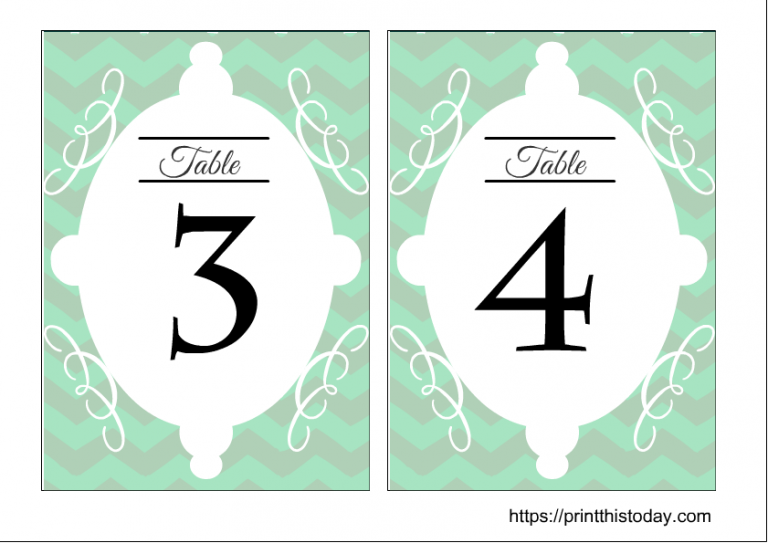 Free Printable Wedding Table Numbers { Mint Chevron}