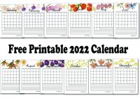 Free Printable 2022 Floral Calendar