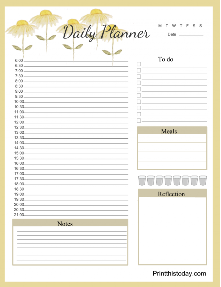 Free Printable Daily Planner Pages {Templates}
