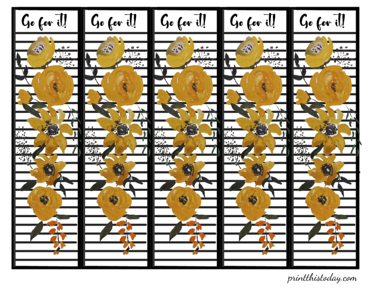 Free Printable Floral Bookmarks with Quotes