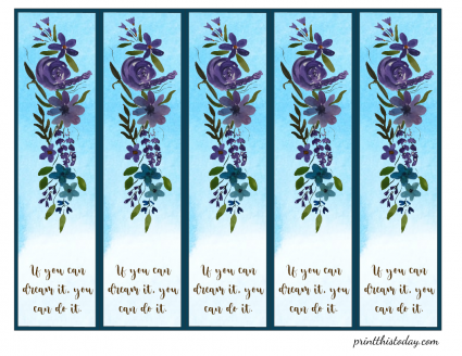 Free Printable Floral Bookmarks with Quotes