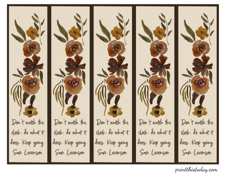 Free Printable Floral Bookmarks with Quotes