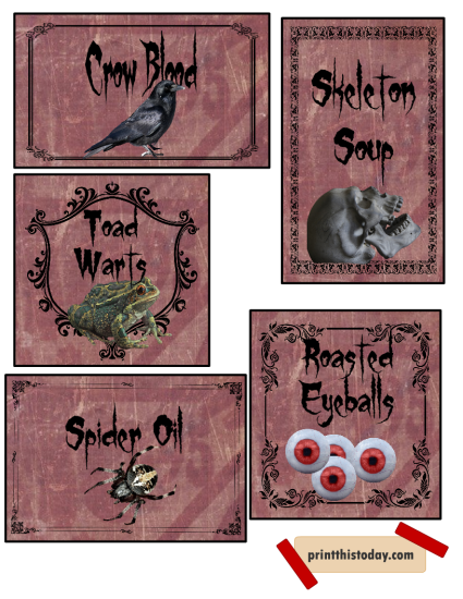 Free Printable Halloween Apothecary Labels