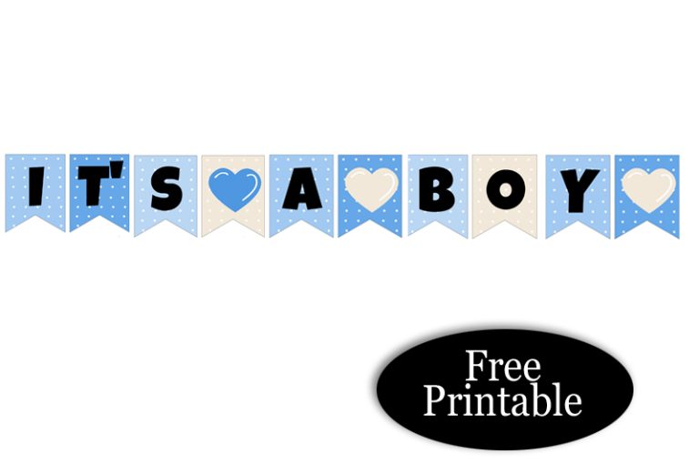 Free Printable It’s a Boy, Cute Baby Announcement Banner