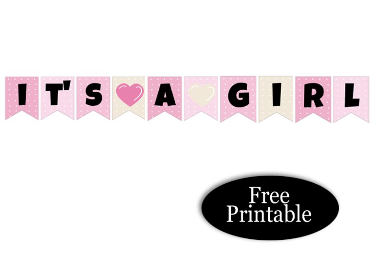 It’s a Girl, Free Printable Cute Baby Announcement Banner