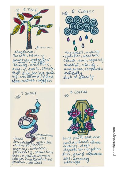 Free Printable Handmade Lenormand Cards with Keywords