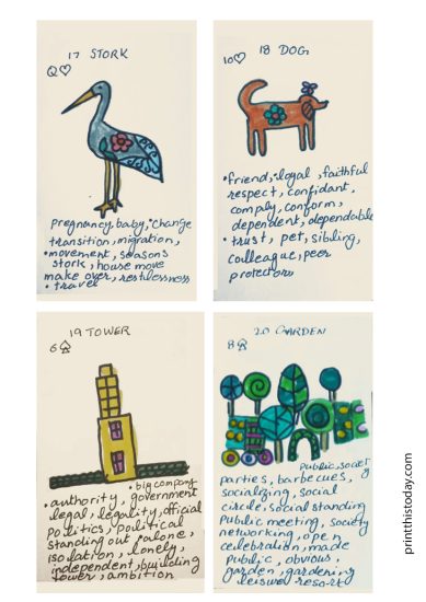 Free Printable Handmade Lenormand Cards with Keywords