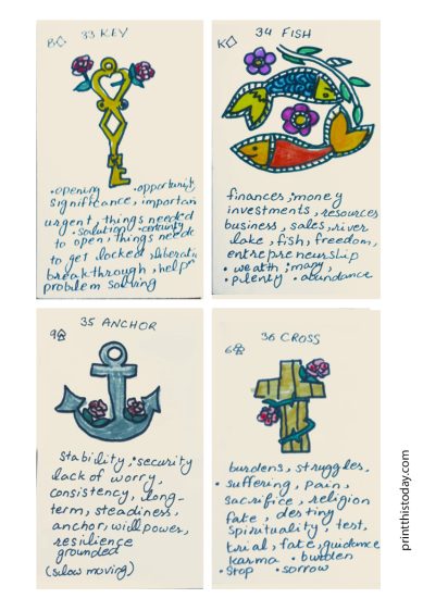 Free Printable Handmade Lenormand Cards with Keywords
