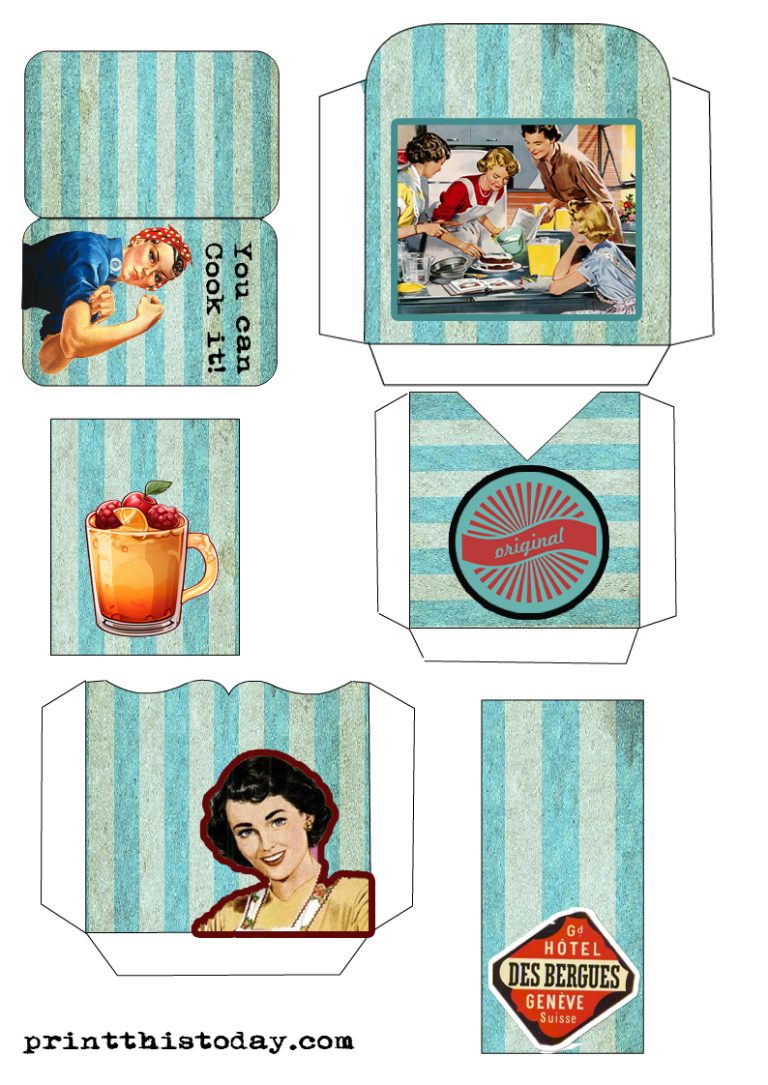 Free Printable Retro Recipe Junk Journal Pages and Ephemera