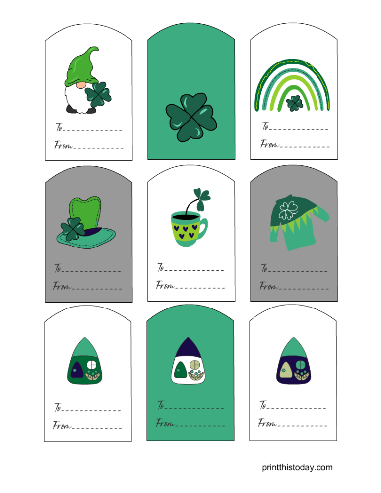Cute Free Printable Saint Patrick’s Day Tags
