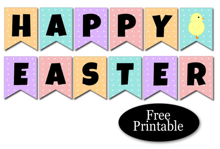 Cute Free Printable Happy Easter Banner