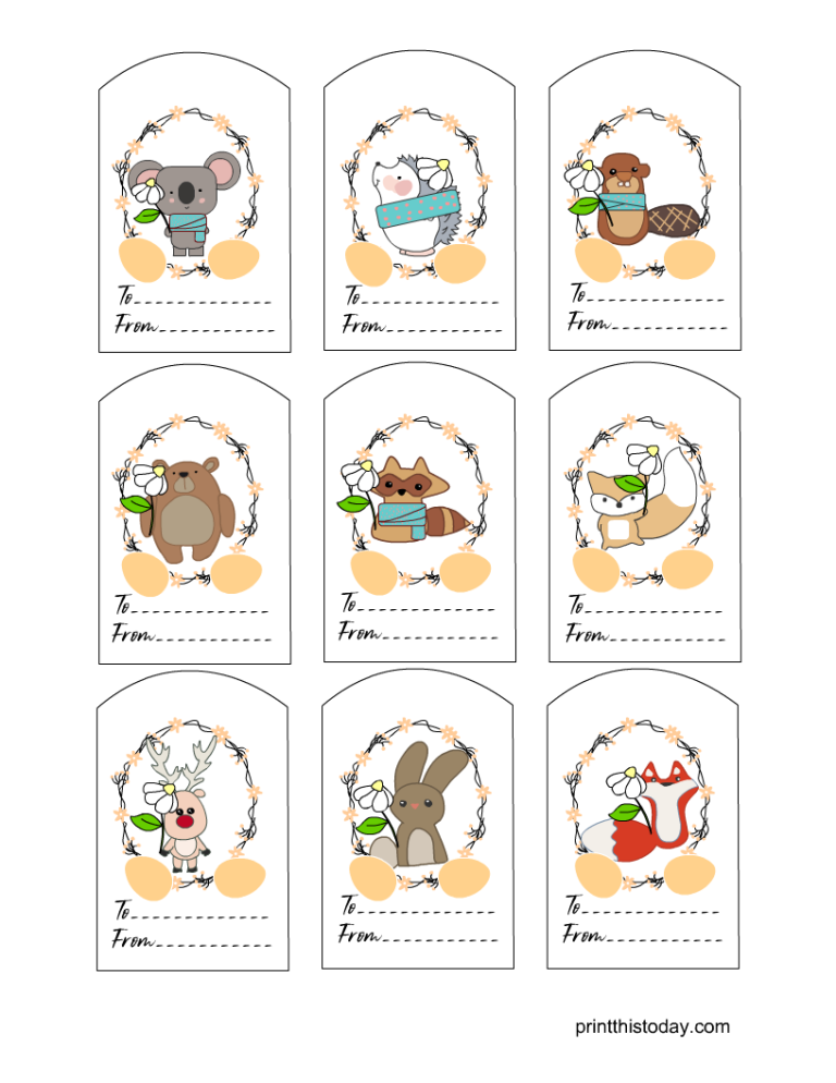 Cute Free Printable Easter Gift Tags, Favor Tags