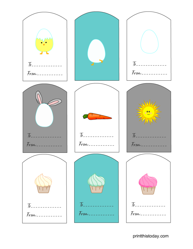 Cute Free Printable Easter Gift Tags, Favor Tags