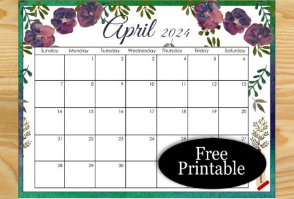 Free Printable April 2024 Monthly Calendar Pages