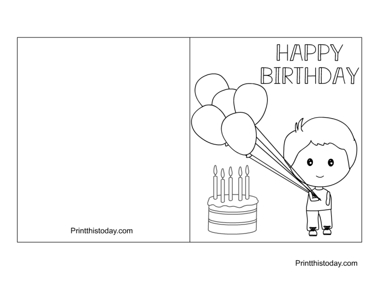 15 Cute Free Printable Happy Birthday Coloring Cards