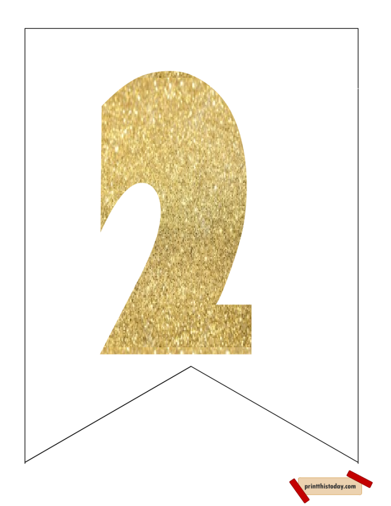 Free Printable Gold Letters and Numbers Banner