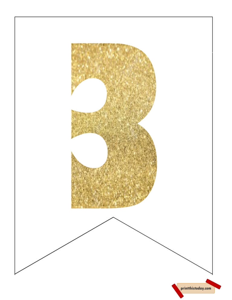 Free Printable Gold Letters and Numbers Banner