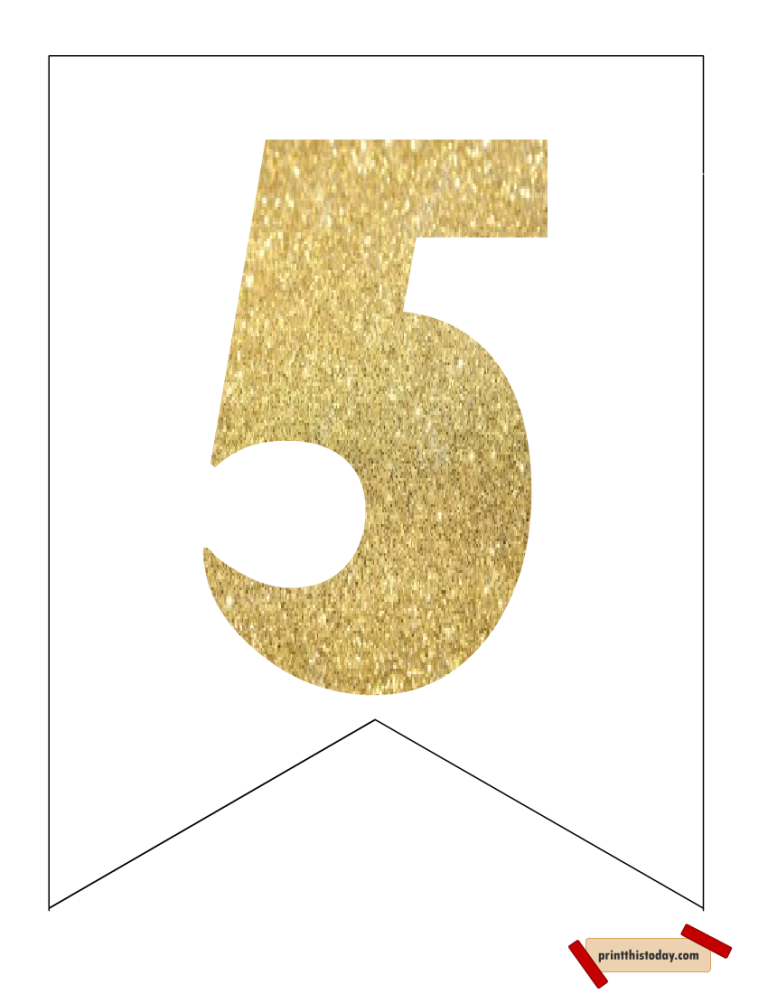 Free Printable Gold Letters and Numbers Banner