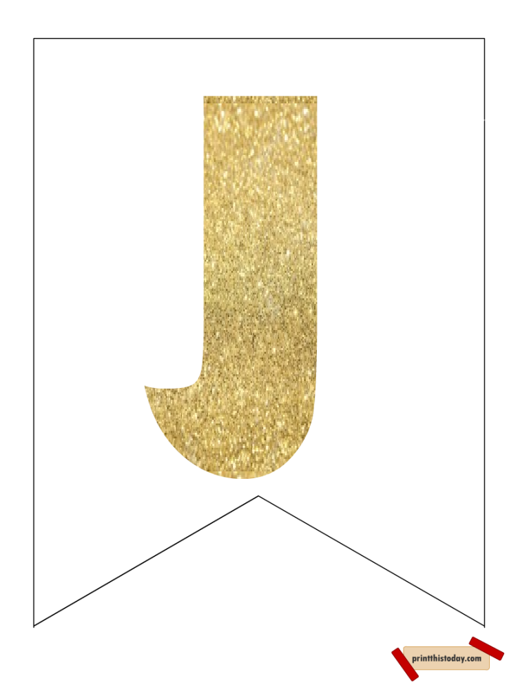 Free Printable Gold Letters and Numbers Banner