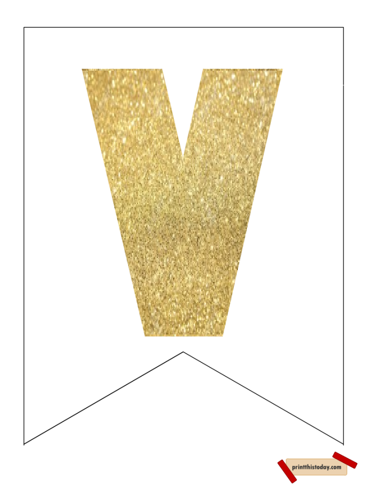 Free Printable Gold Letters and Numbers Banner
