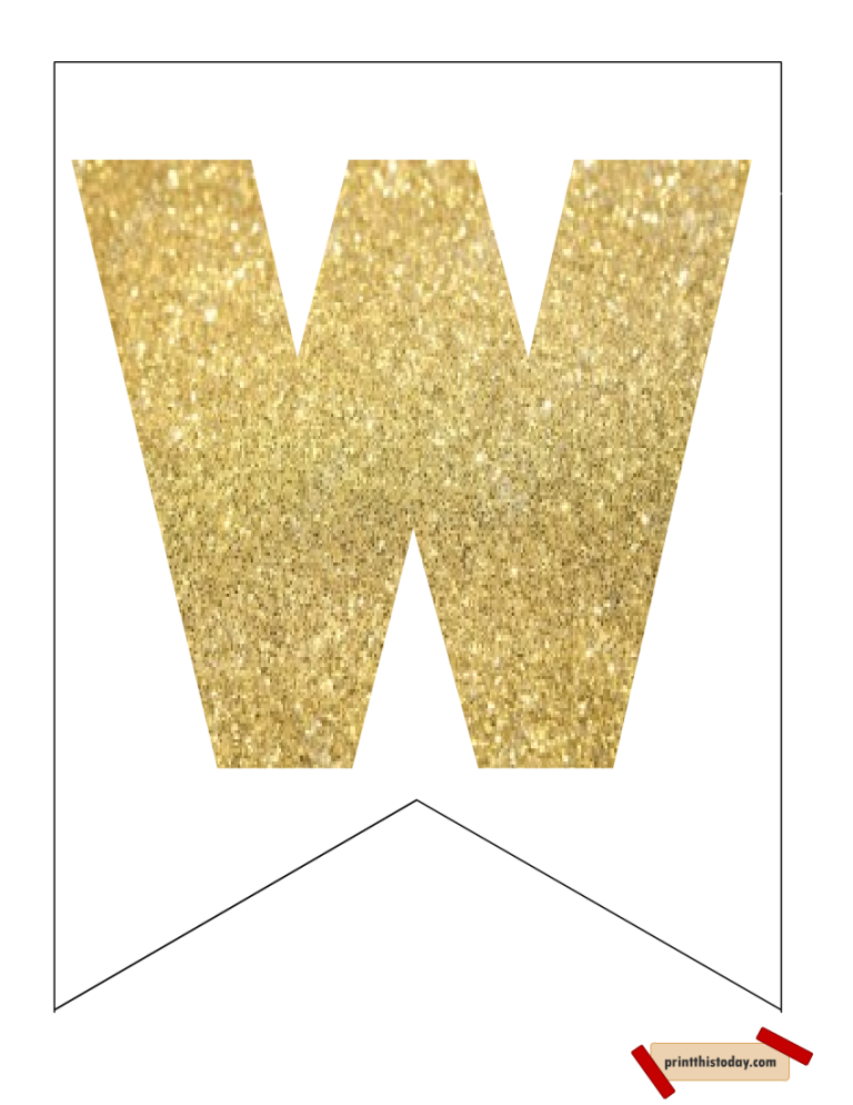 Free Printable Gold Letters and Numbers Banner