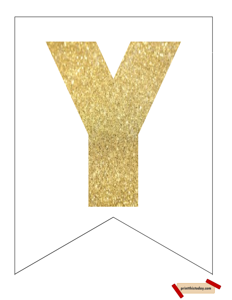 Free Printable Gold Letters and Numbers Banner