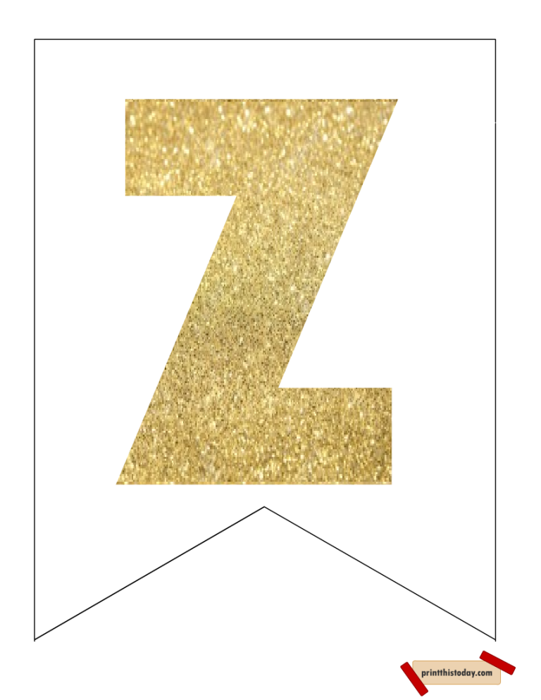 Free Printable Gold Letters and Numbers Banner