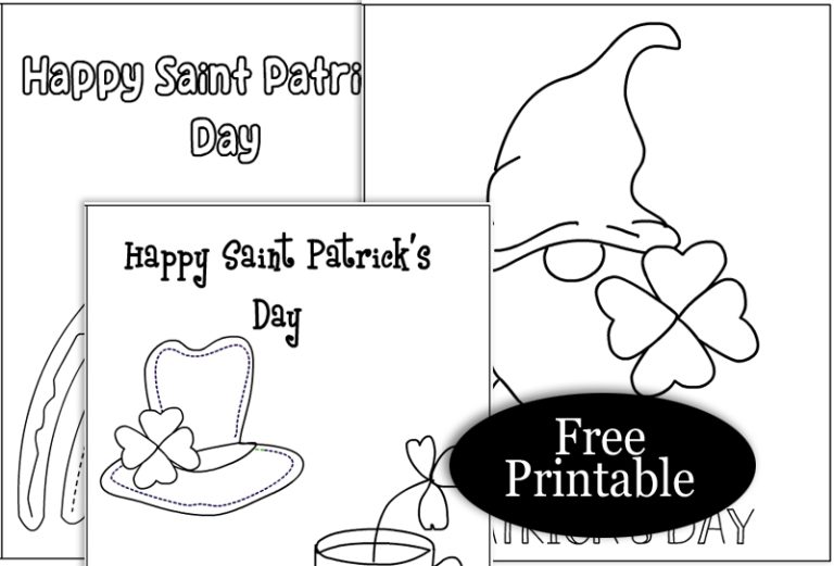 Free Printable Saint Patrick’s Day Cards to Color