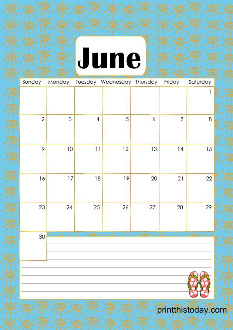 Cute Free Printable June 2024 Calendar Pages