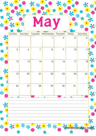 Free Printable May 2024 Monthly Calendar Pages