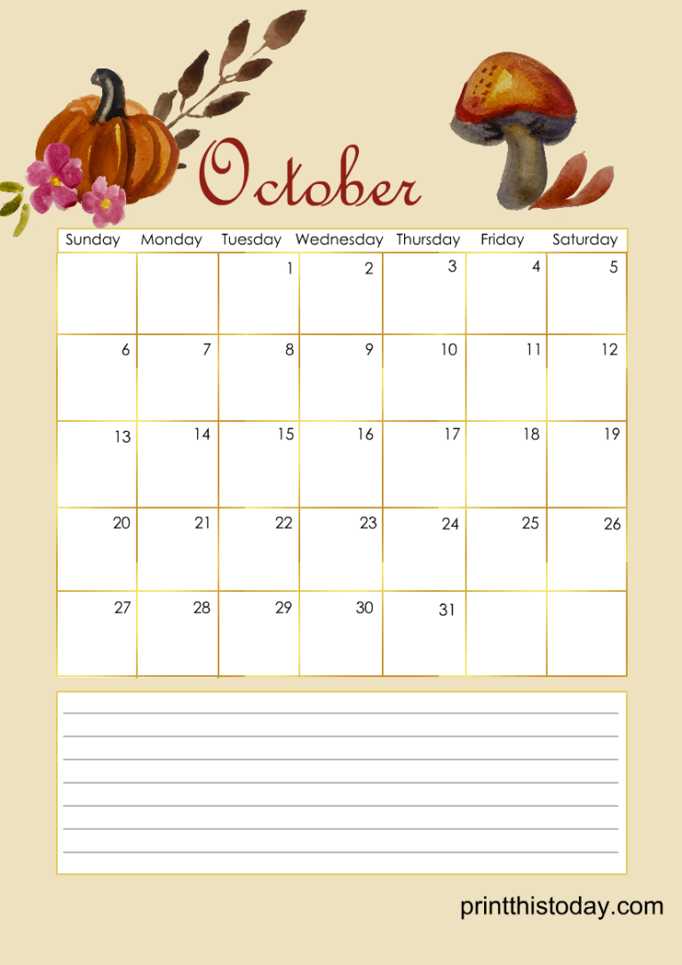 Free Printable October 2024 Calendar Pages