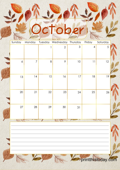 Free Printable October 2024 Calendar Pages