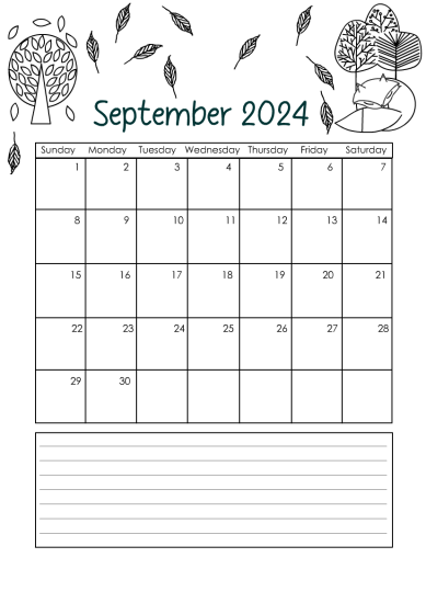Free Printable September 2024 Calendar Pages