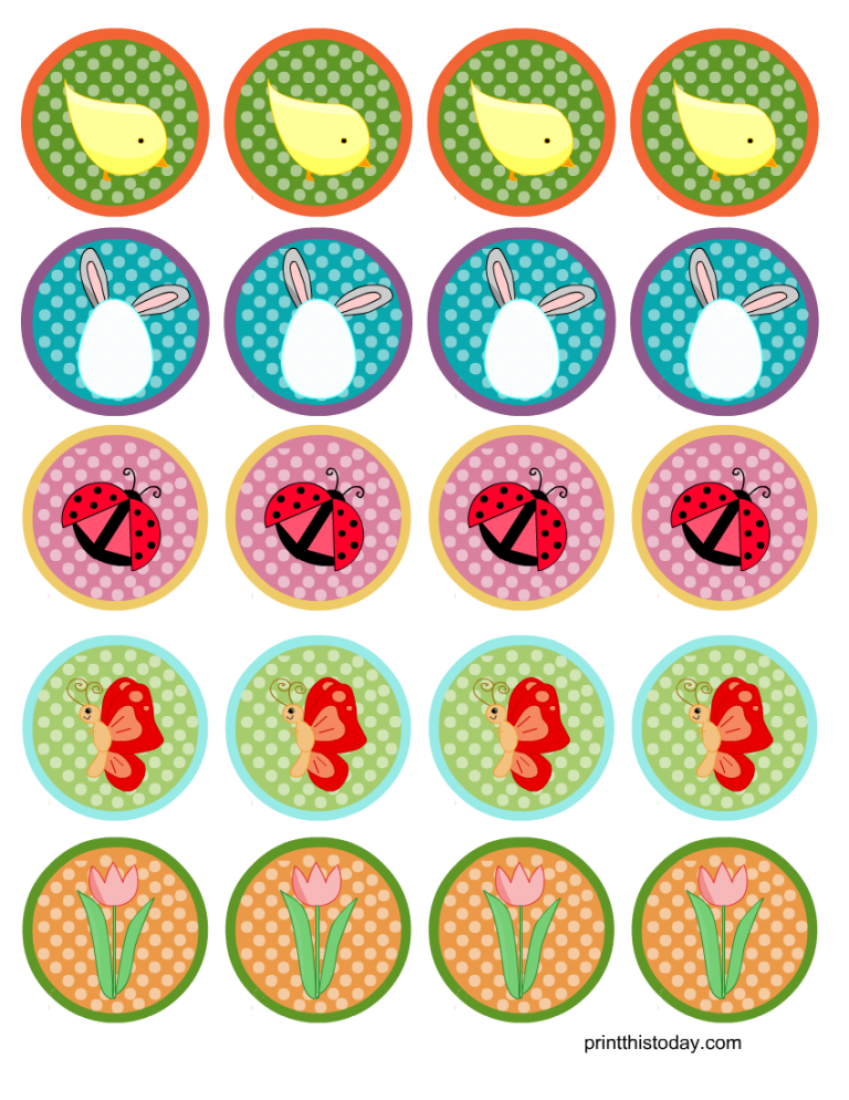 Cute Free Printable Easter Cupcake Toppers