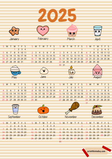 7 Free Printable Cute 2025 Calendars