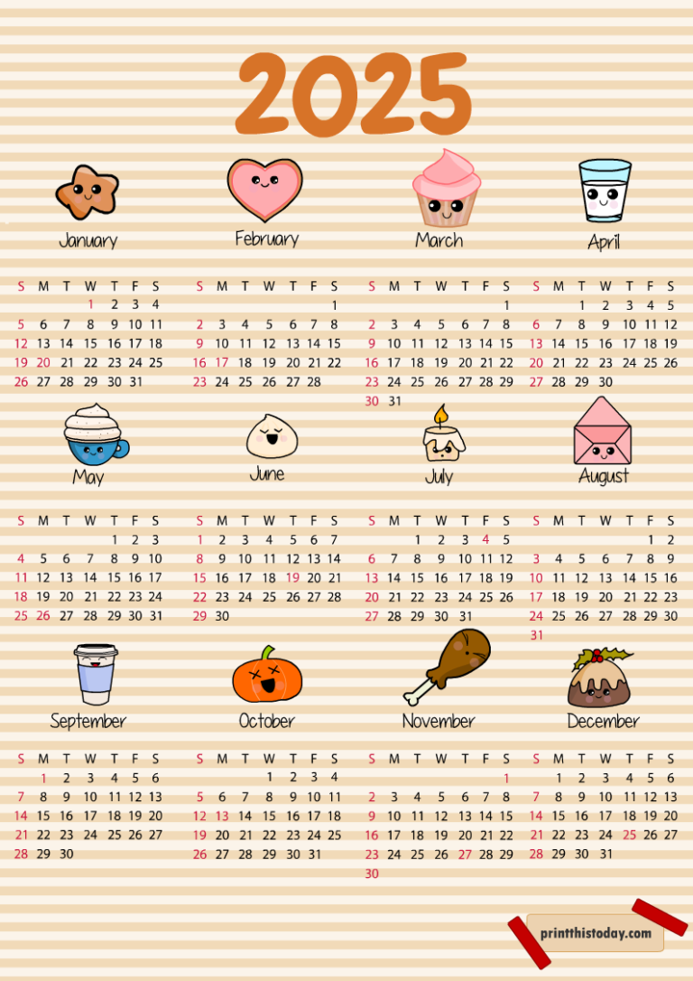 7 Free Printable Cute 2025 Calendars