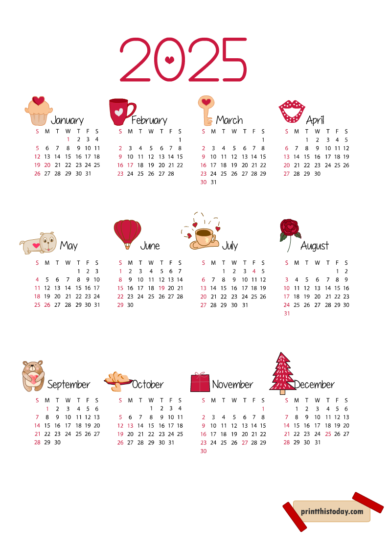 7 Free Printable Cute 2025 Calendars